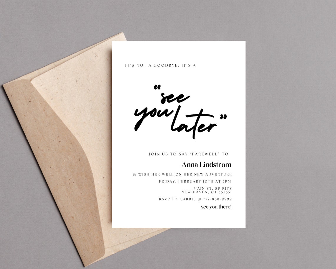 Goodbye Party Invitation Template, Farewell Party Invite, Going Away ...