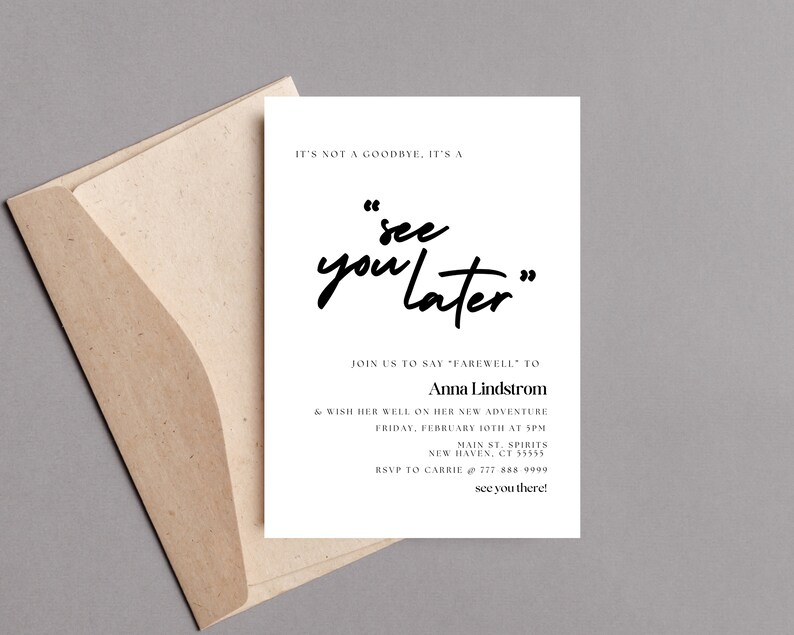 Goodbye Party Invitation Template, Farewell Party Invite, Going Away ...