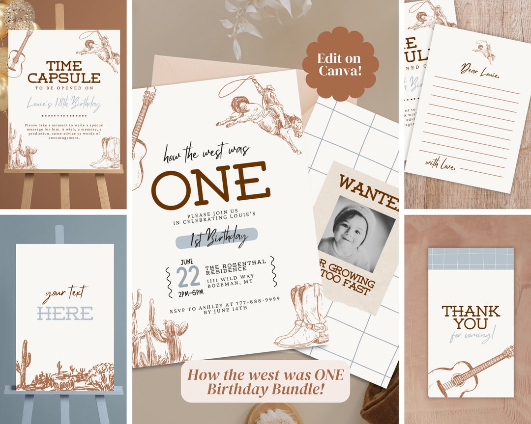 How the West Was One Birthday Bundle, Cowboy 1st Birthday Bundle, Wild ...