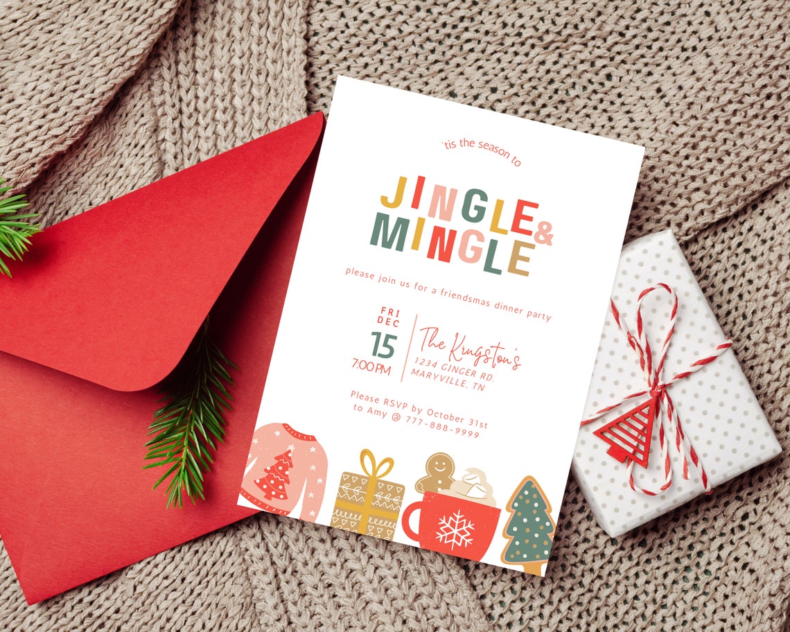 Jingle and Mingle Christmas Party Invitation Template (digital Download ...