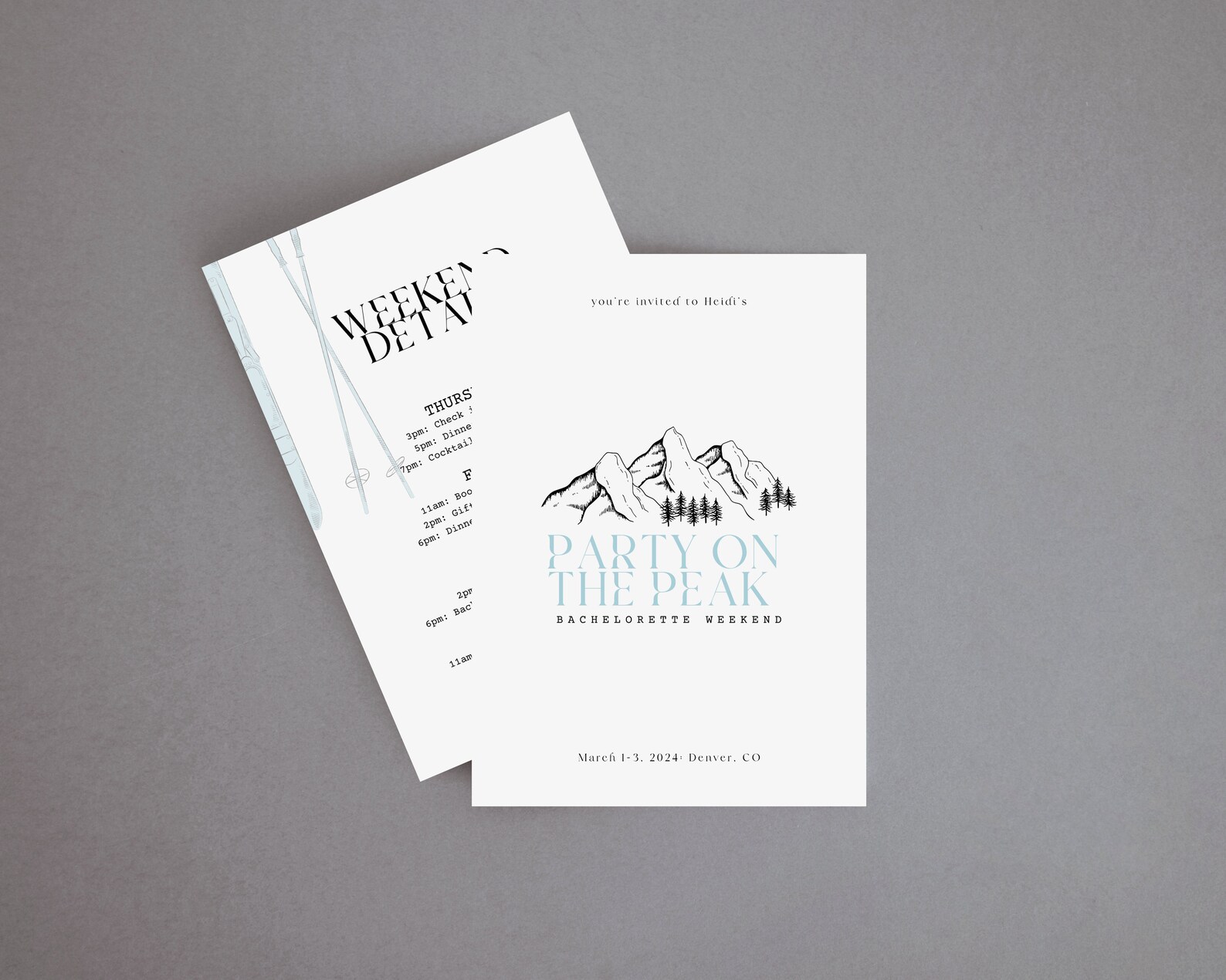 Party on the Peak Bachelorette Party Invitation, Winter Bachelorette ...