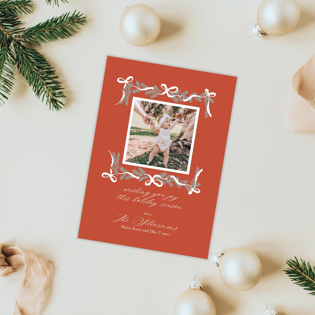 Simple Holiday Card, Modern Holiday Card Template, Modern Holiday Card ...
