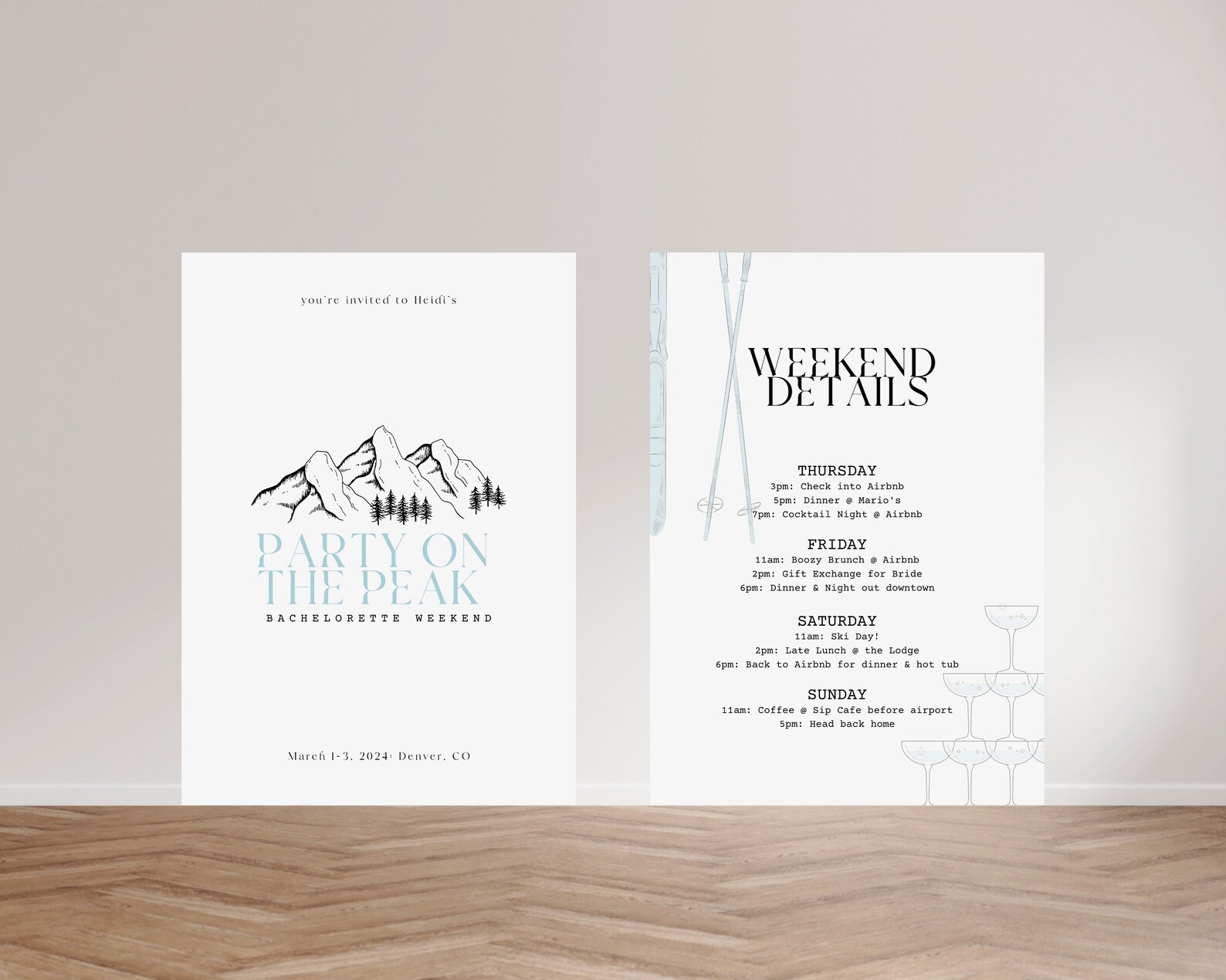 Party on the Peak Bachelorette Party Invitation, Winter Bachelorette ...
