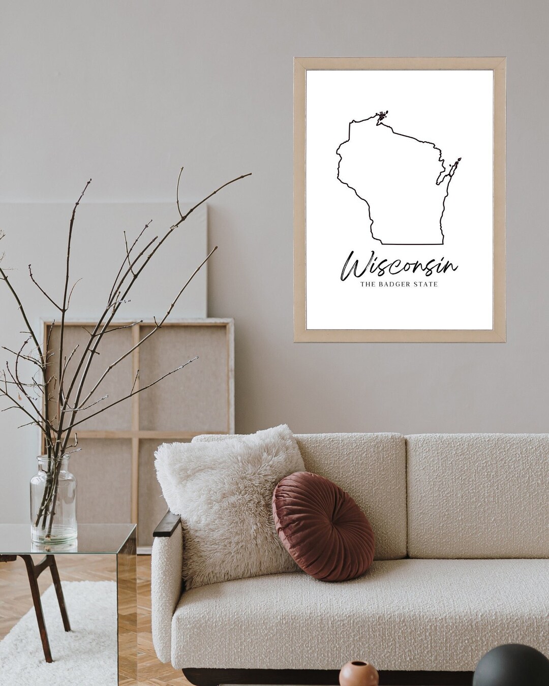 Wisconsin Outline Printable Digital Wall Art, Wall Decor, Instant ...