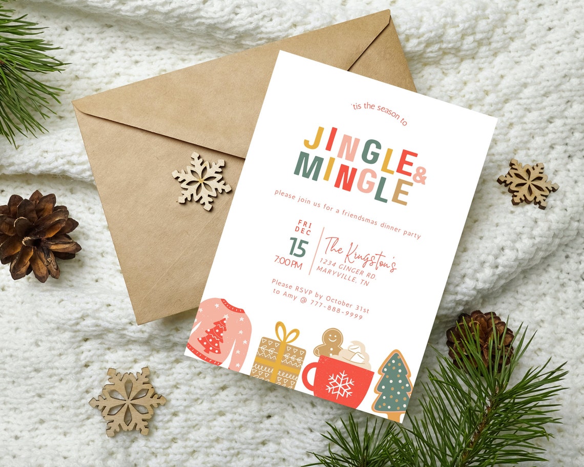 Jingle and Mingle Christmas Party Invitation Template (digital Download ...