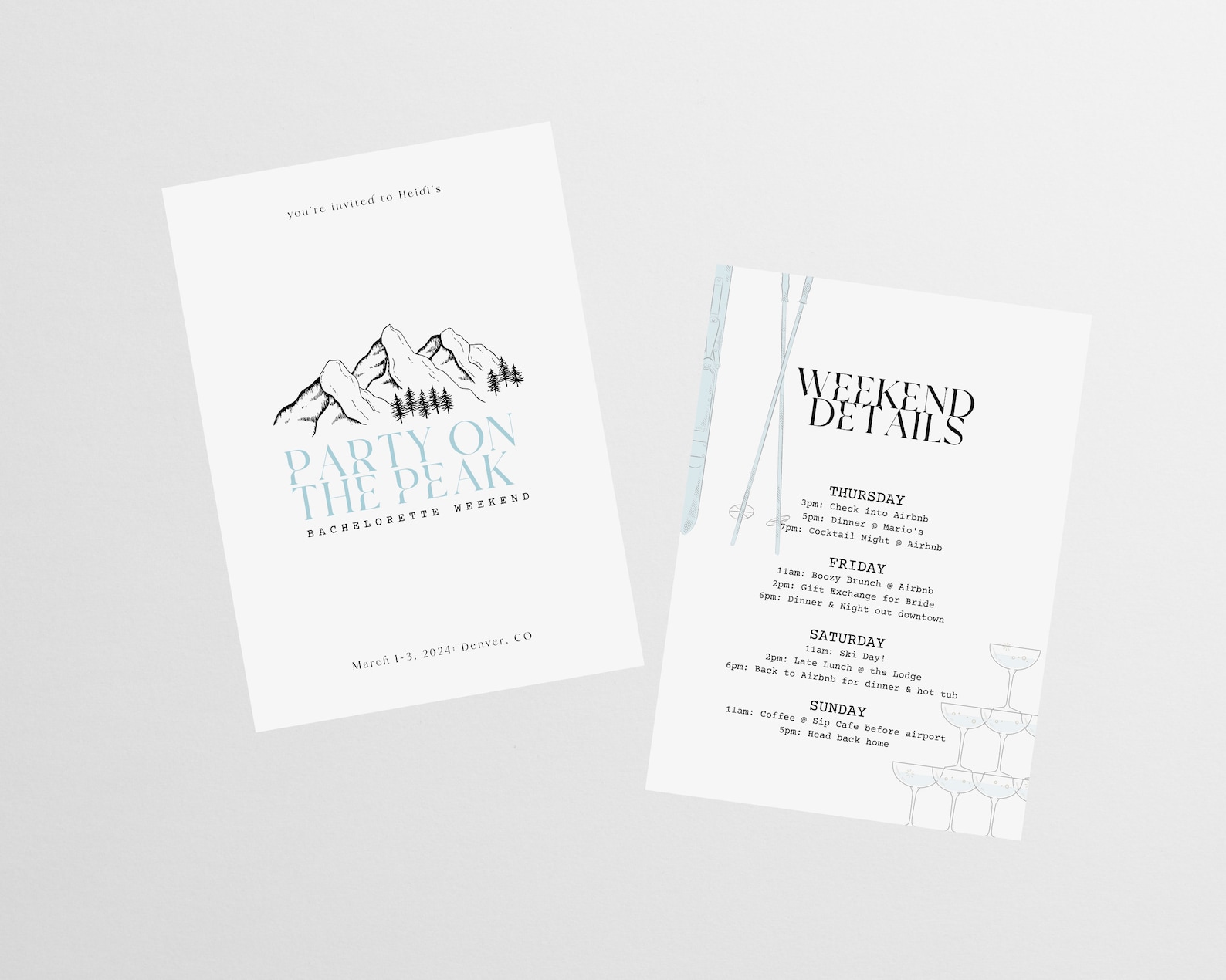 Party on the Peak Bachelorette Party Invitation, Winter Bachelorette ...