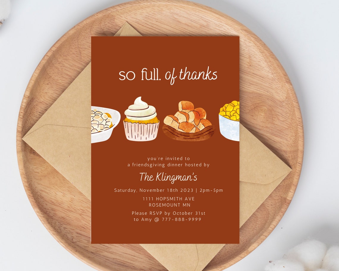 Funny Friendsgiving Party Invite, Customizable Canva Template - Etsy