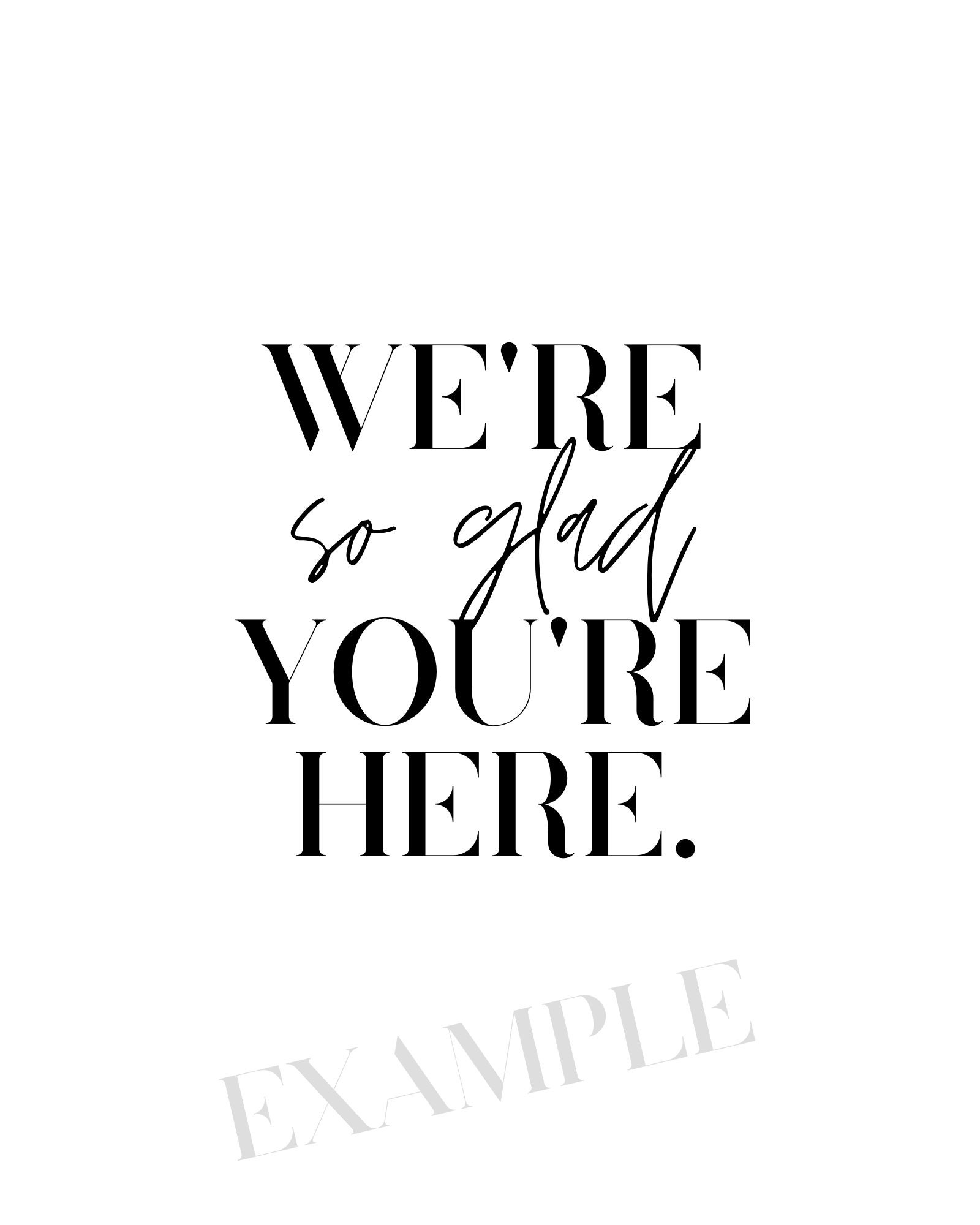 We're so Glad You're Here Printable Digital Wedding Sign, Wedding ...