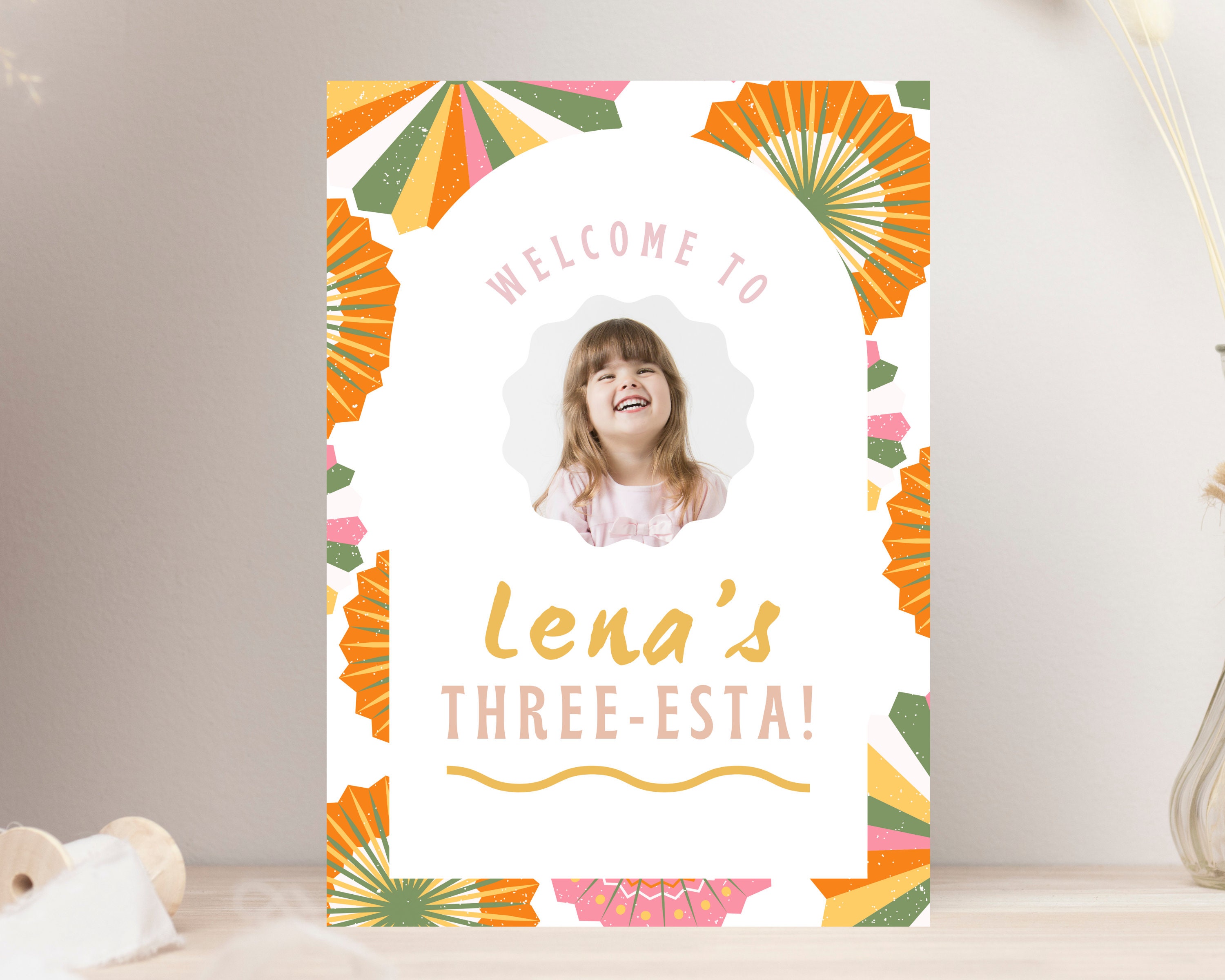 Three Esta Birthday Party Welcome Sign, Third Birthday Sign, Three Esta ...