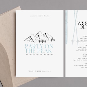 Party on the Peak Bachelorette Party Invitation, Winter Bachelorette ...
