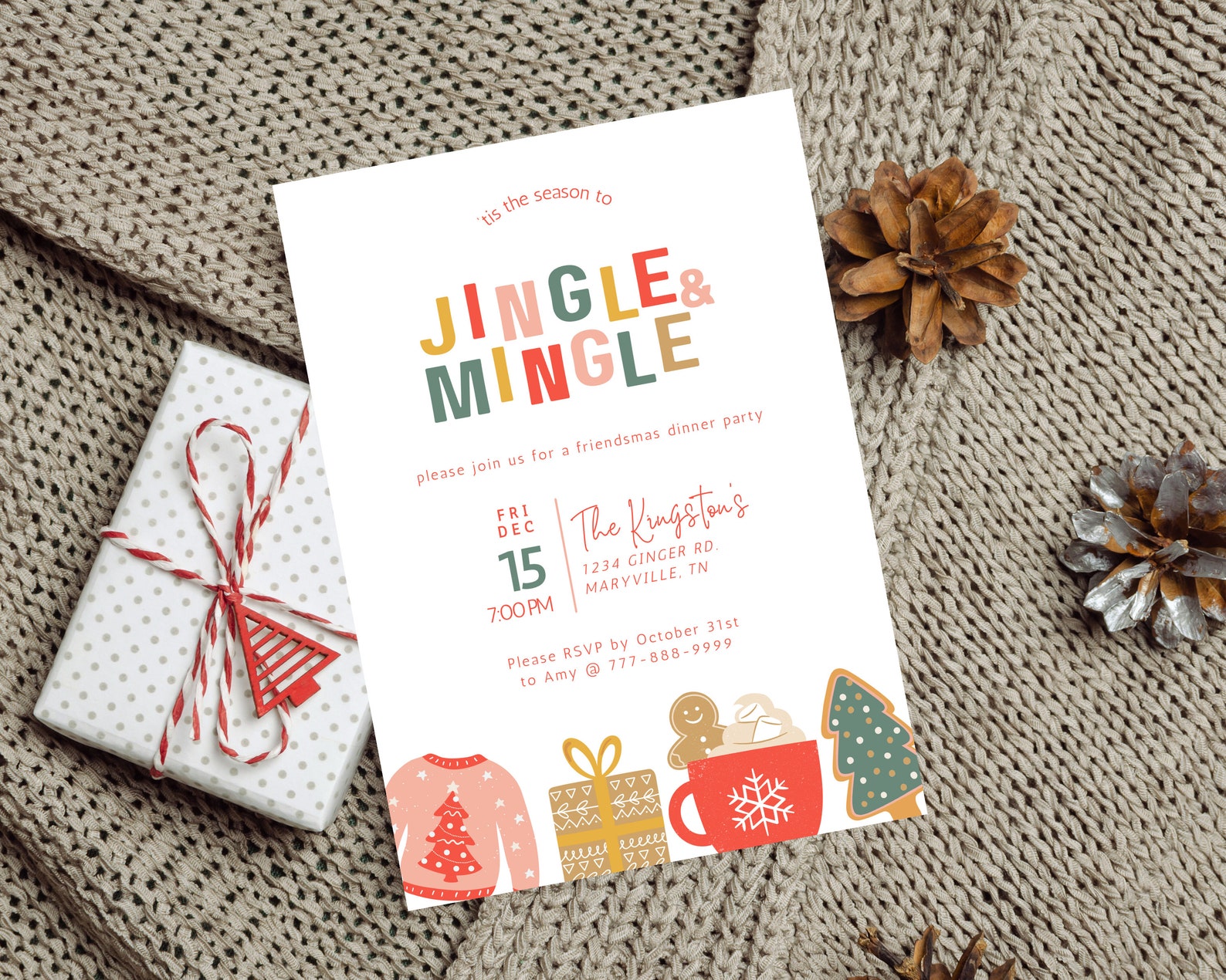 Jingle and Mingle Invitation Holiday Party Invite Template - Etsy