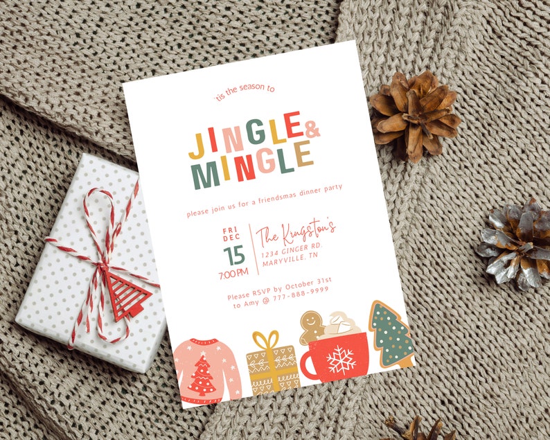 Jingle and Mingle Invitation Holiday Party Invite Template - Etsy