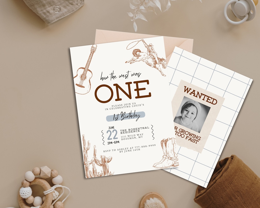 How the West Was One Invitation Cowboy 1st Birthday Invite Wild West ...
