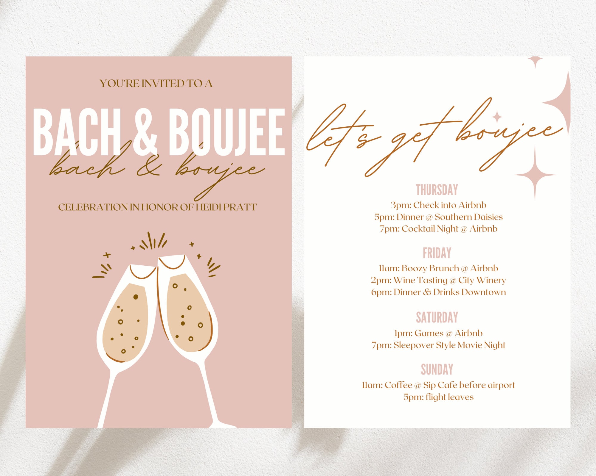 Bach and Boujee Invite, Custom Bach & Boujee Itinerary, Boujee ...