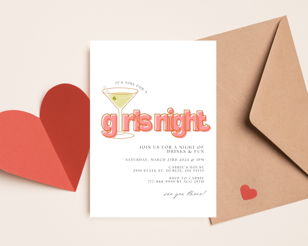 Girls Night Invite, Ladies Night Out, Galentines Invitation, Editable ...