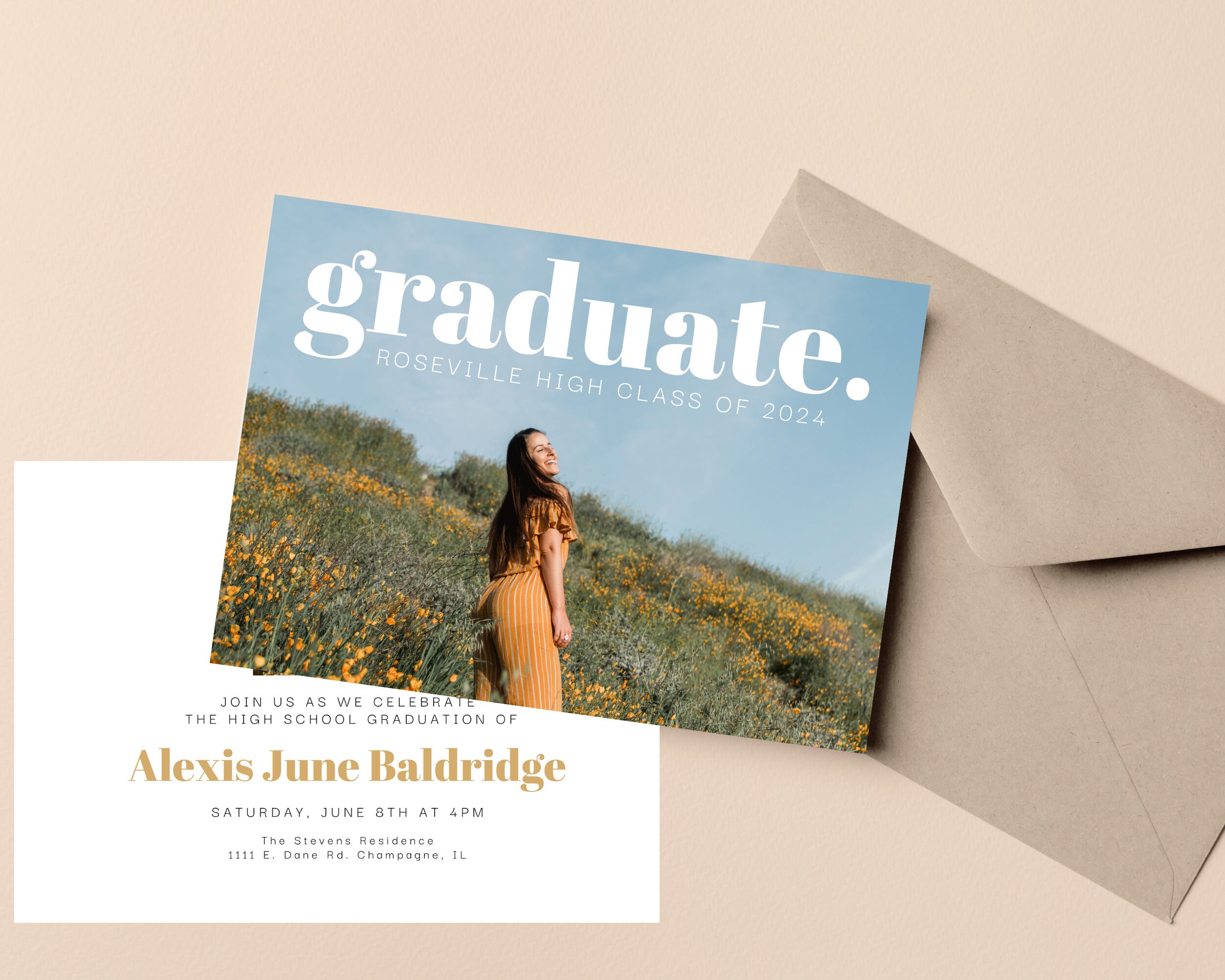 High School Graduation Announcement, Graduation Party Invite, Instant ...
