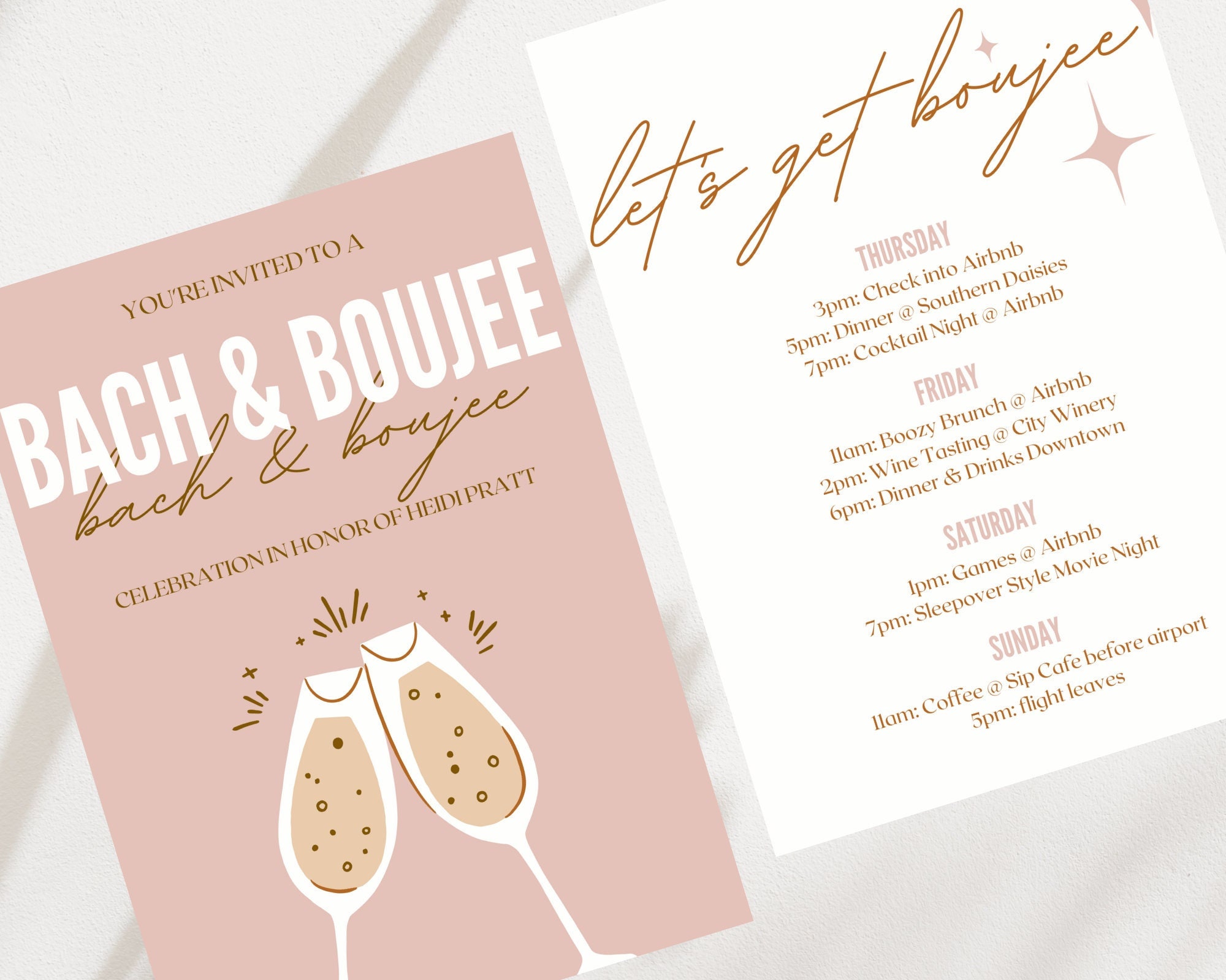Bach and Boujee Invite, Custom Bach & Boujee Itinerary, Boujee ...