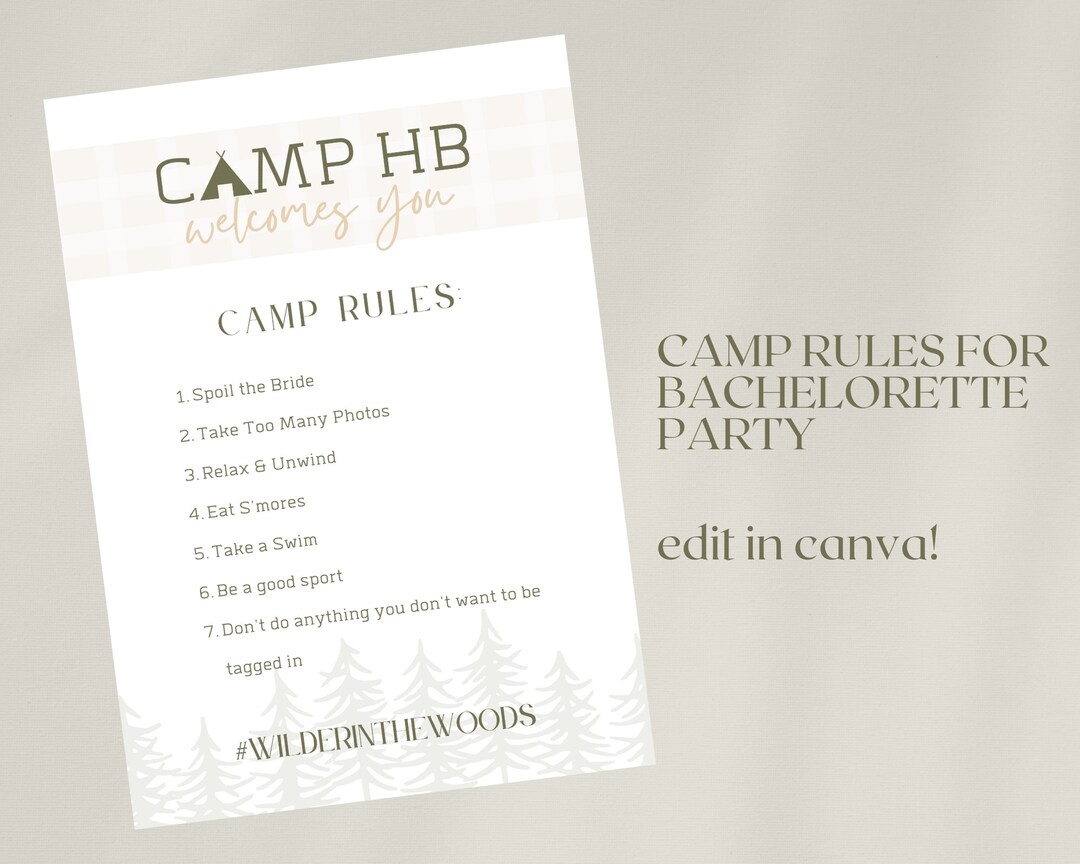 Camp Bachelorette Rules, Camp Theme Bachelorette, Summer Camp Bach ...