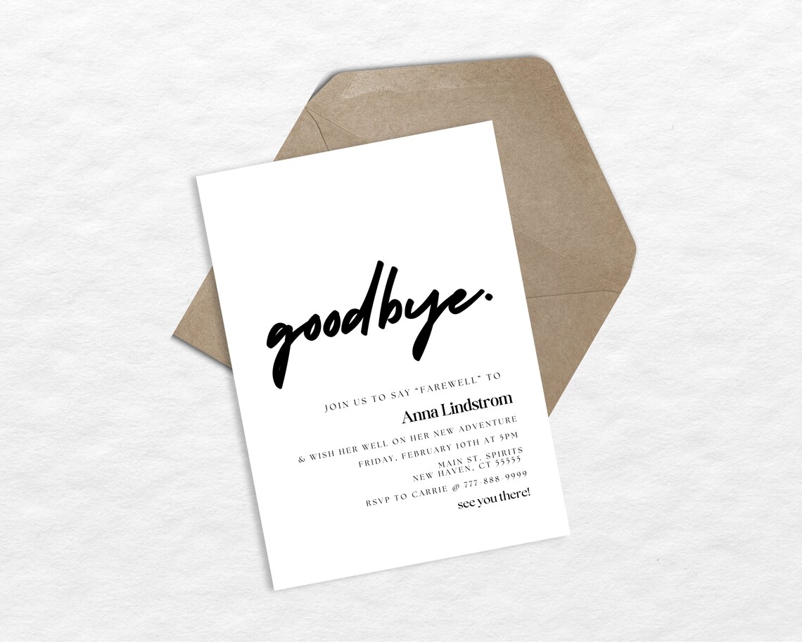 Farewell Party Invite, We Will Miss You Invitation, Goodbye & Good Luck ...
