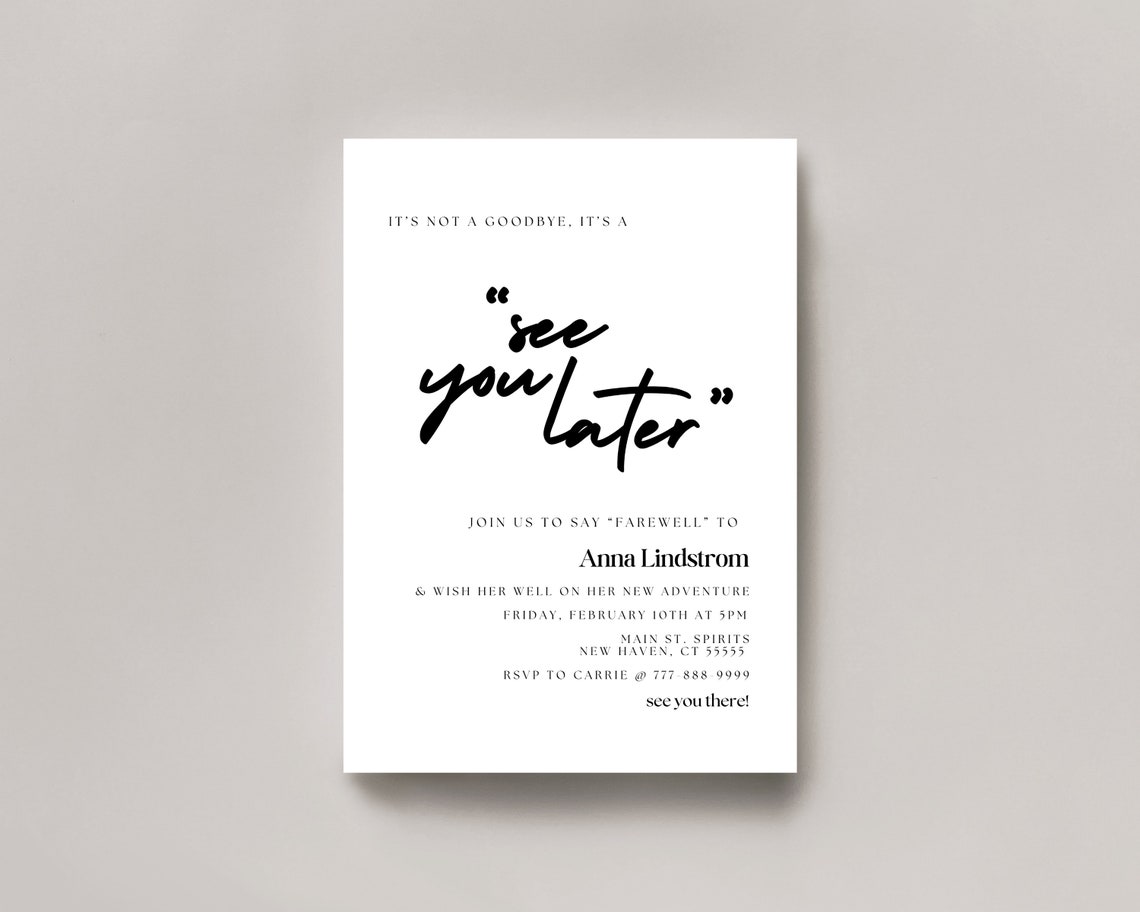 Goodbye Party Invitation Template, Farewell Party Invite, Going Away ...