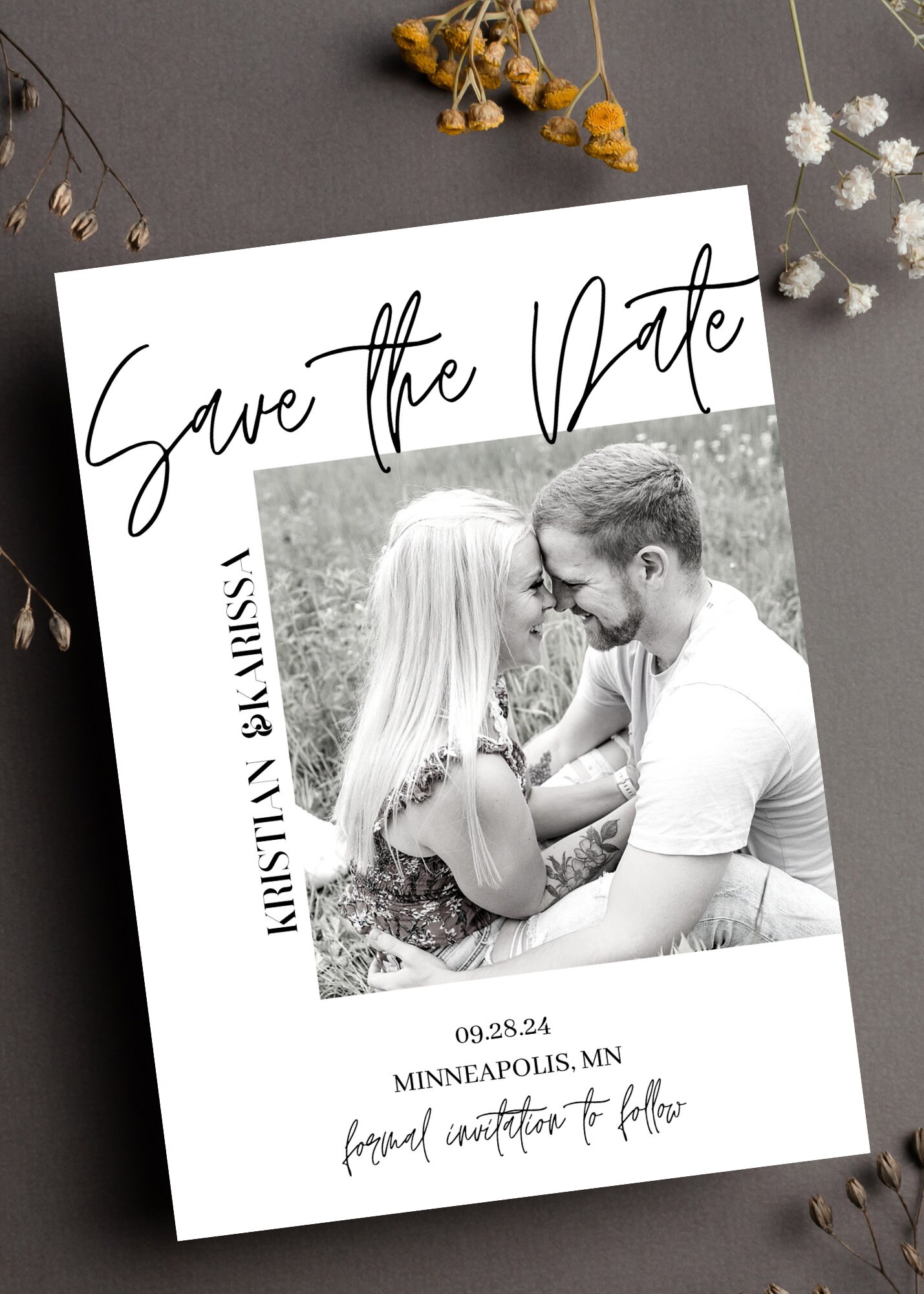 Minimal Save the Date Photo Template, Editable in Canva, Customizable ...