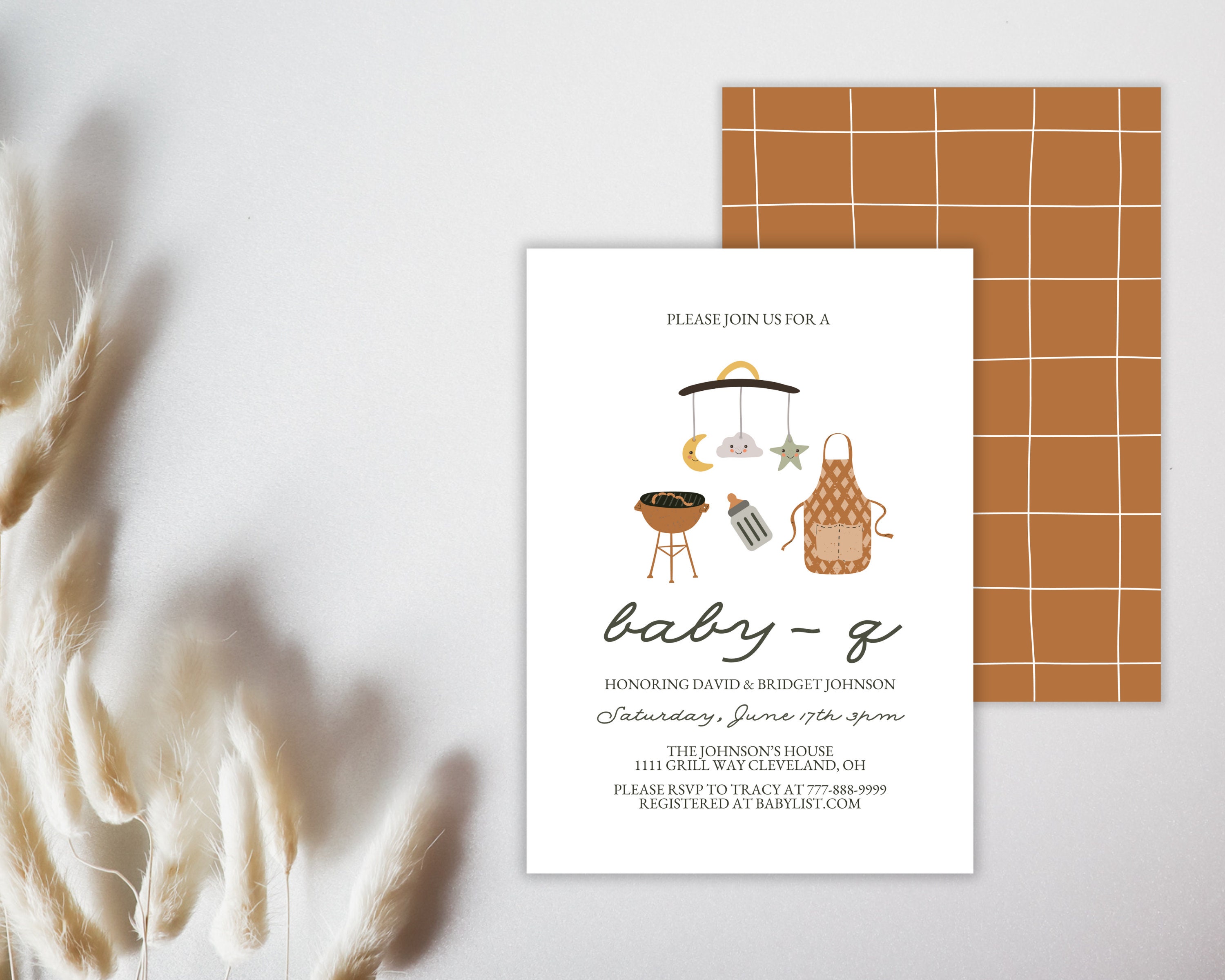 Baby Q Invitation, BBQ Baby Shower Invite Template, Co Ed Baby Shower ...