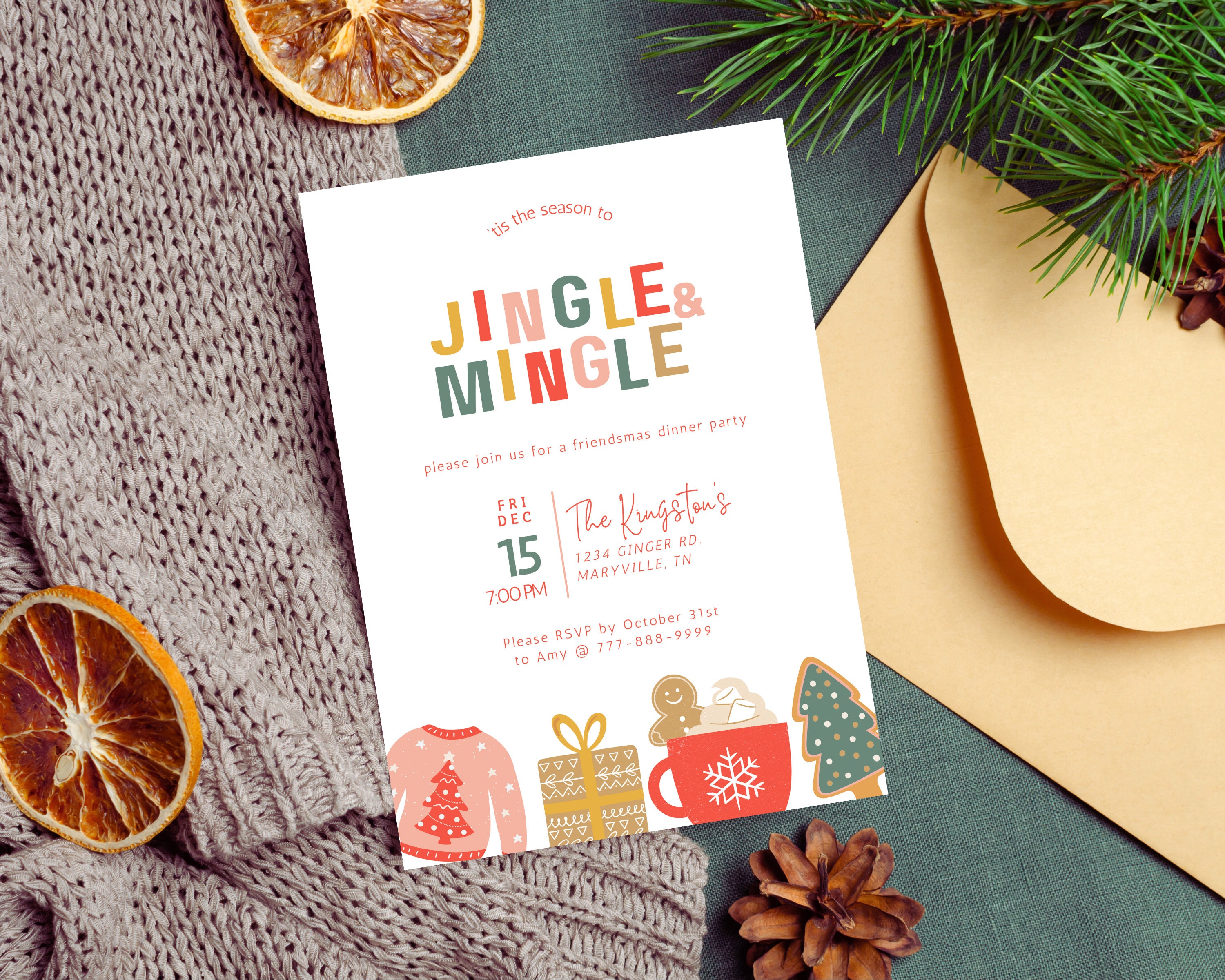 Jingle and Mingle Invitation Holiday Party Invite Template - Etsy