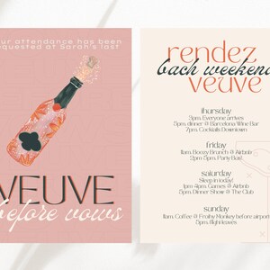 Rendez Veuve Bachelorette Itinerary Template (digital) - Etsy