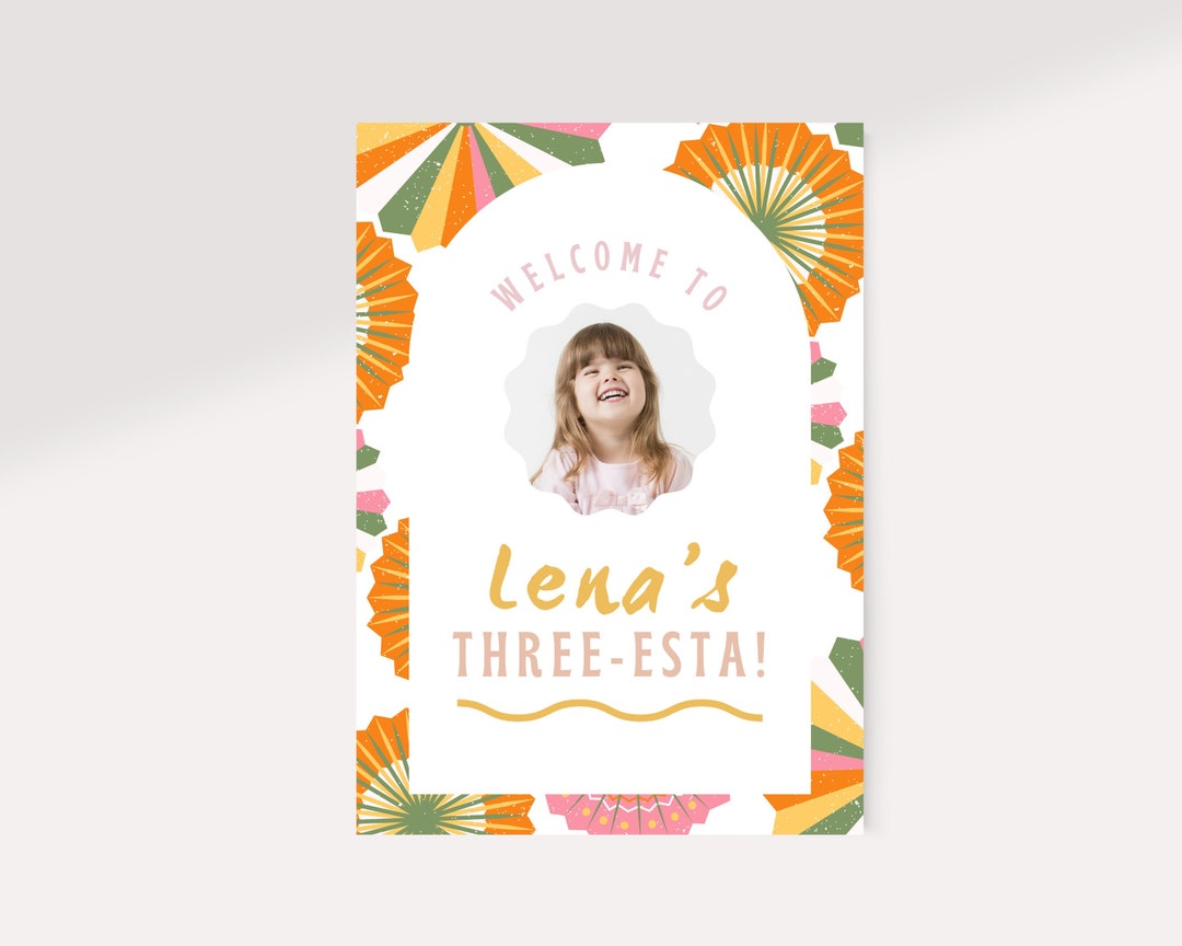 Three Esta Birthday Party Welcome Sign, Third Birthday Sign, Three Esta ...