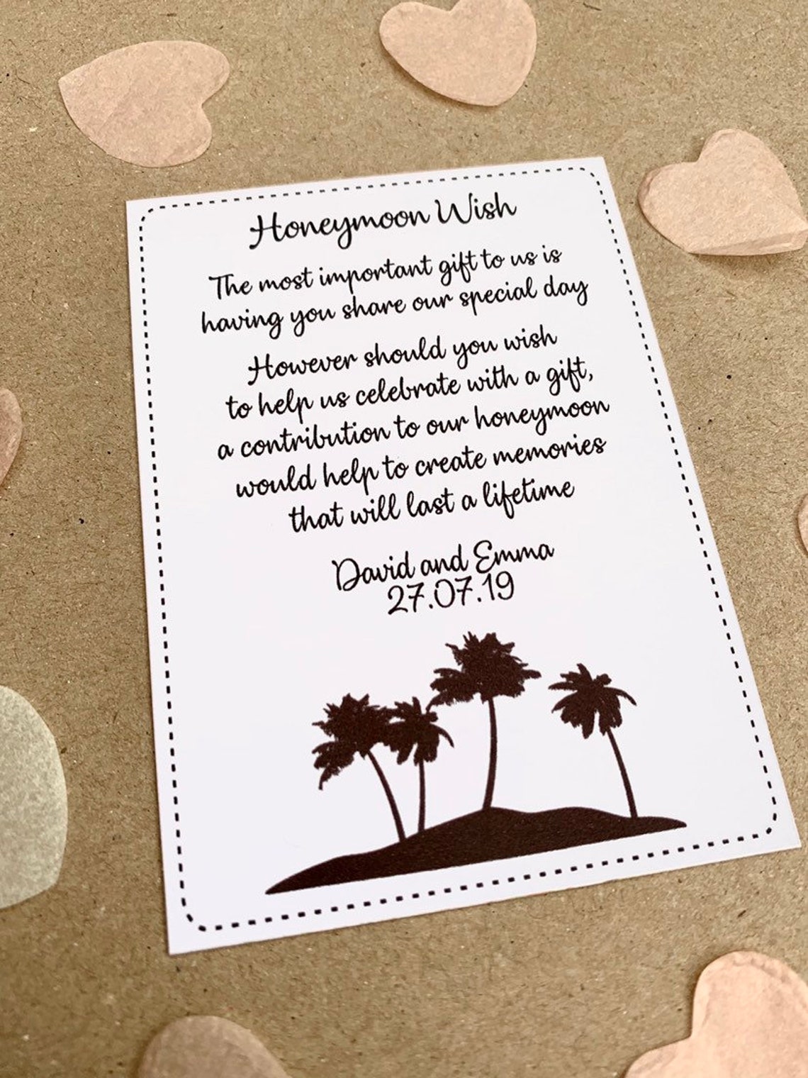 Personalised Wedding Wish Gift Cards on White Card Travel | Etsy