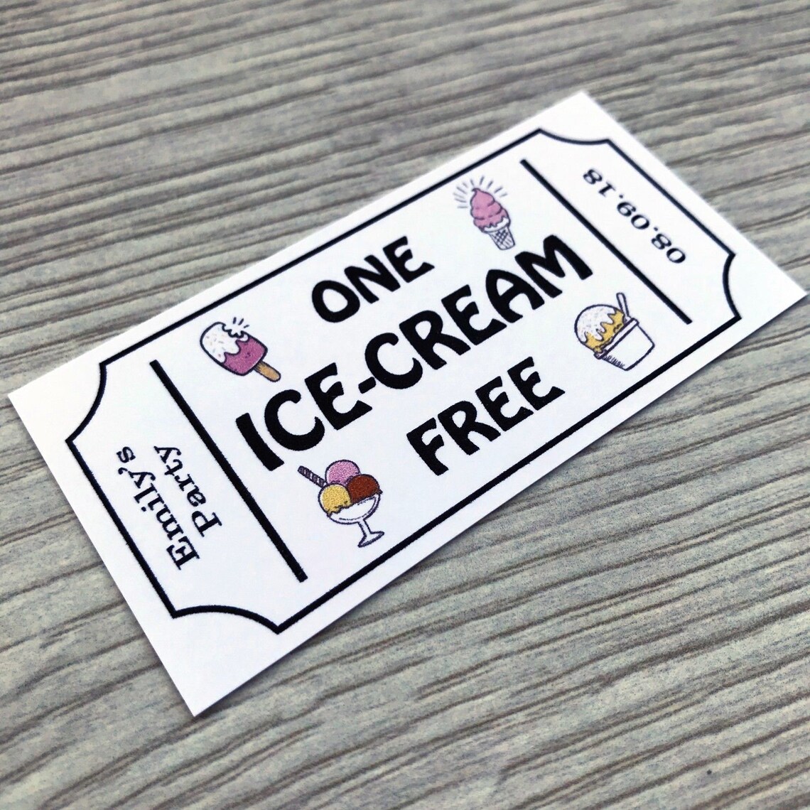 Ice Cream Tokens Personalised Wedding Tickets Qty 50 White - Etsy UK