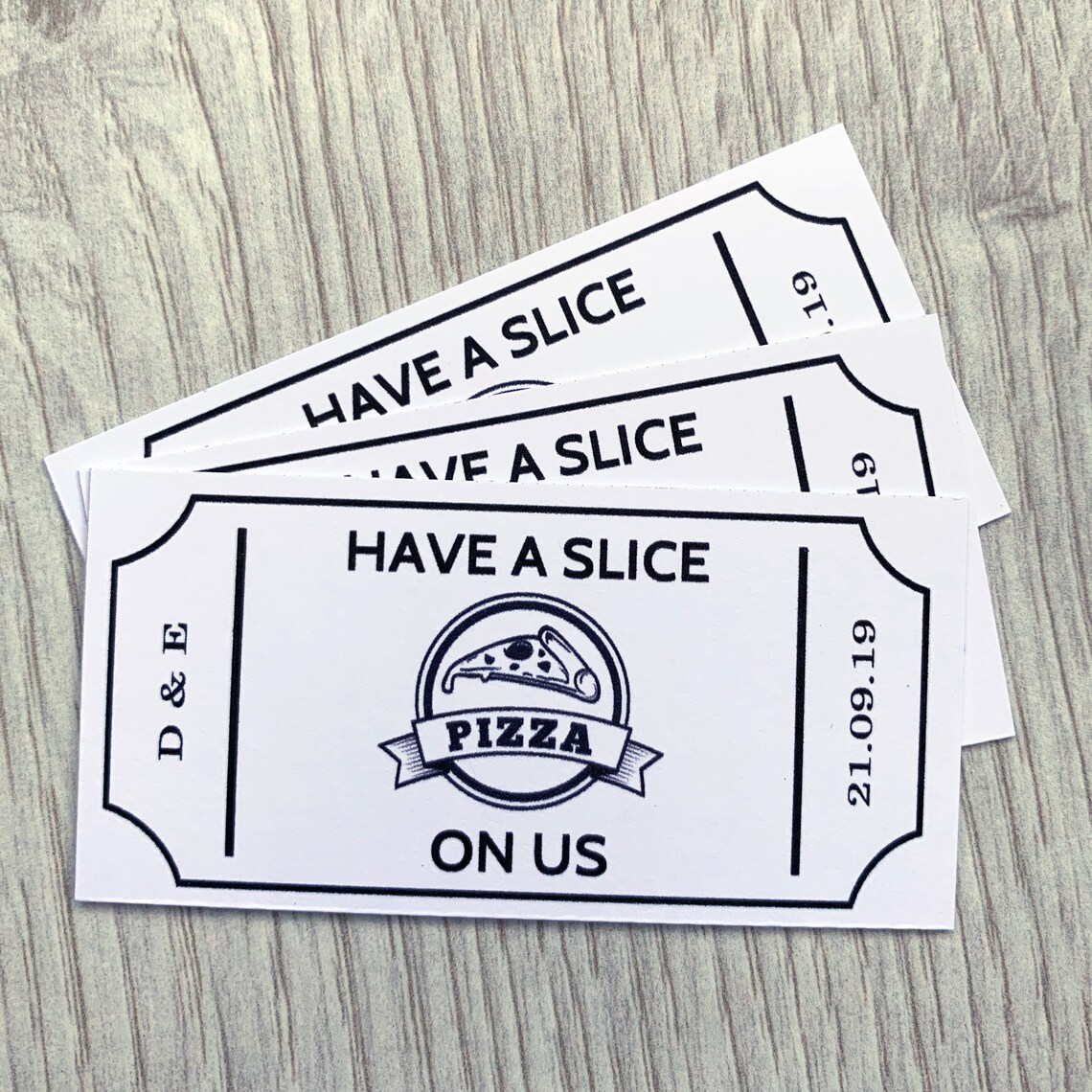 Boletos de comida personalizada para camiones de pizza - Cupón blanco Fichas de comida de boda ...