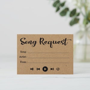 Printable Song Request Card Play List Card Party Music Spotify Wedding ...
