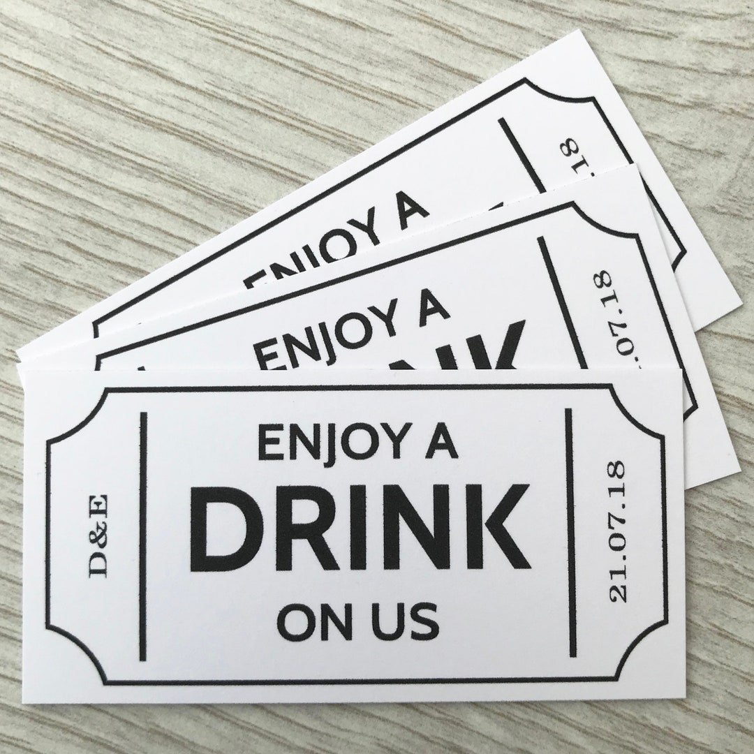 Drink Tickets Tokens Coupon Personalised Wedding Party Bar Christening ...