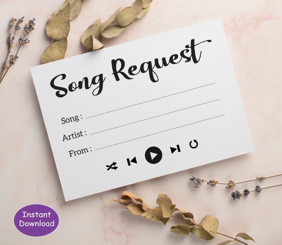 Printable Song Request Card Play List Card Party Music Spotify - Etsy UK