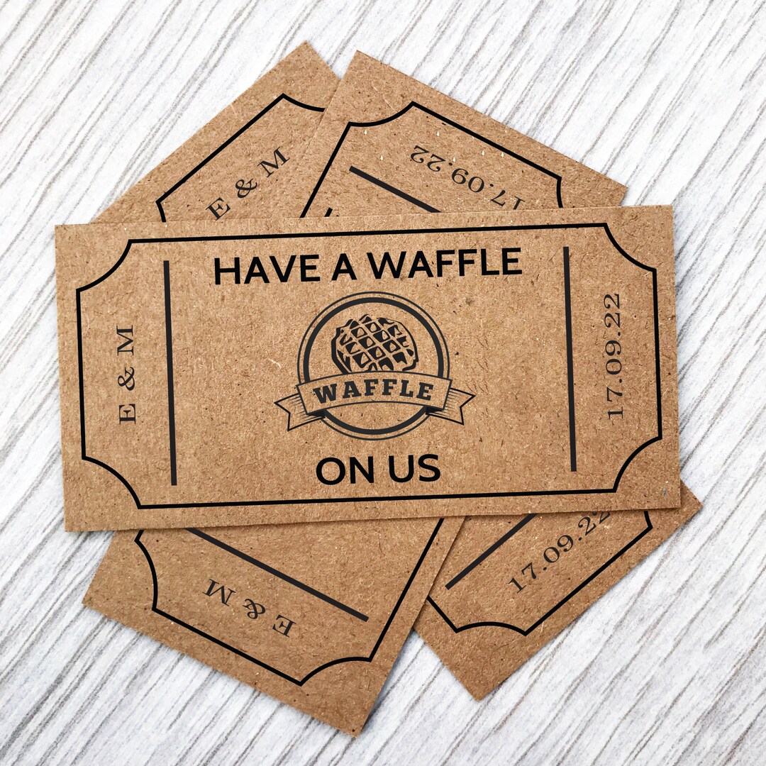 Food Truck Waffle Tickets - Wedding Personalised 50 Kraft Card ...