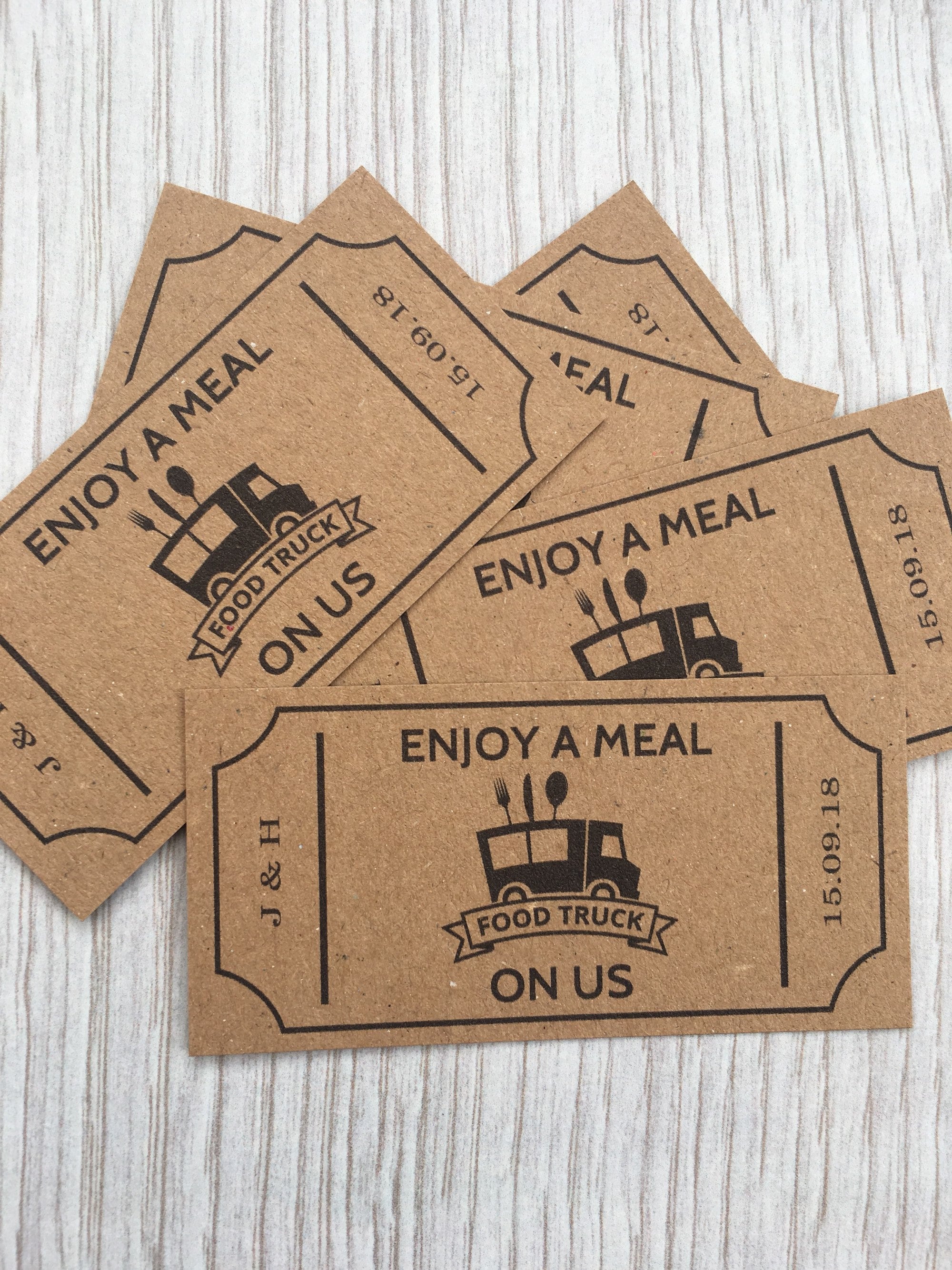 Food Truck Tickets Wedding Personalised 50 Kraft Card - Etsy UK