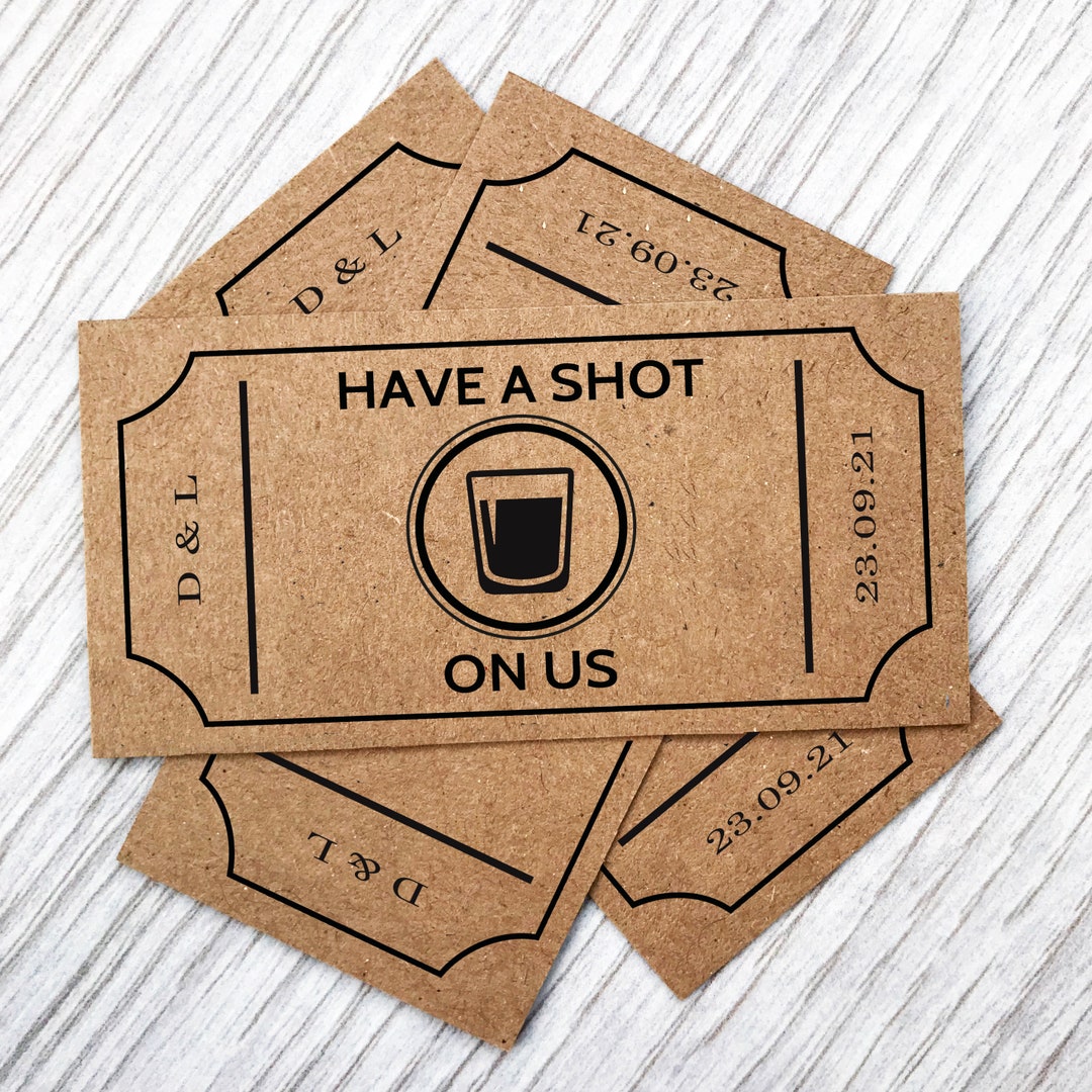 Drink Tickets - Personalised 50 Kraft Card Have a Shot Wedding Party ...