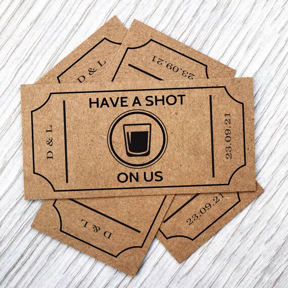 Drink Tickets Personalised 50 Kraft Card Have a Shot Wedding - Etsy