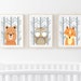 Forest Animals Set of 3 Nursery Pictures for Baby Boy Girl Wall Art ...