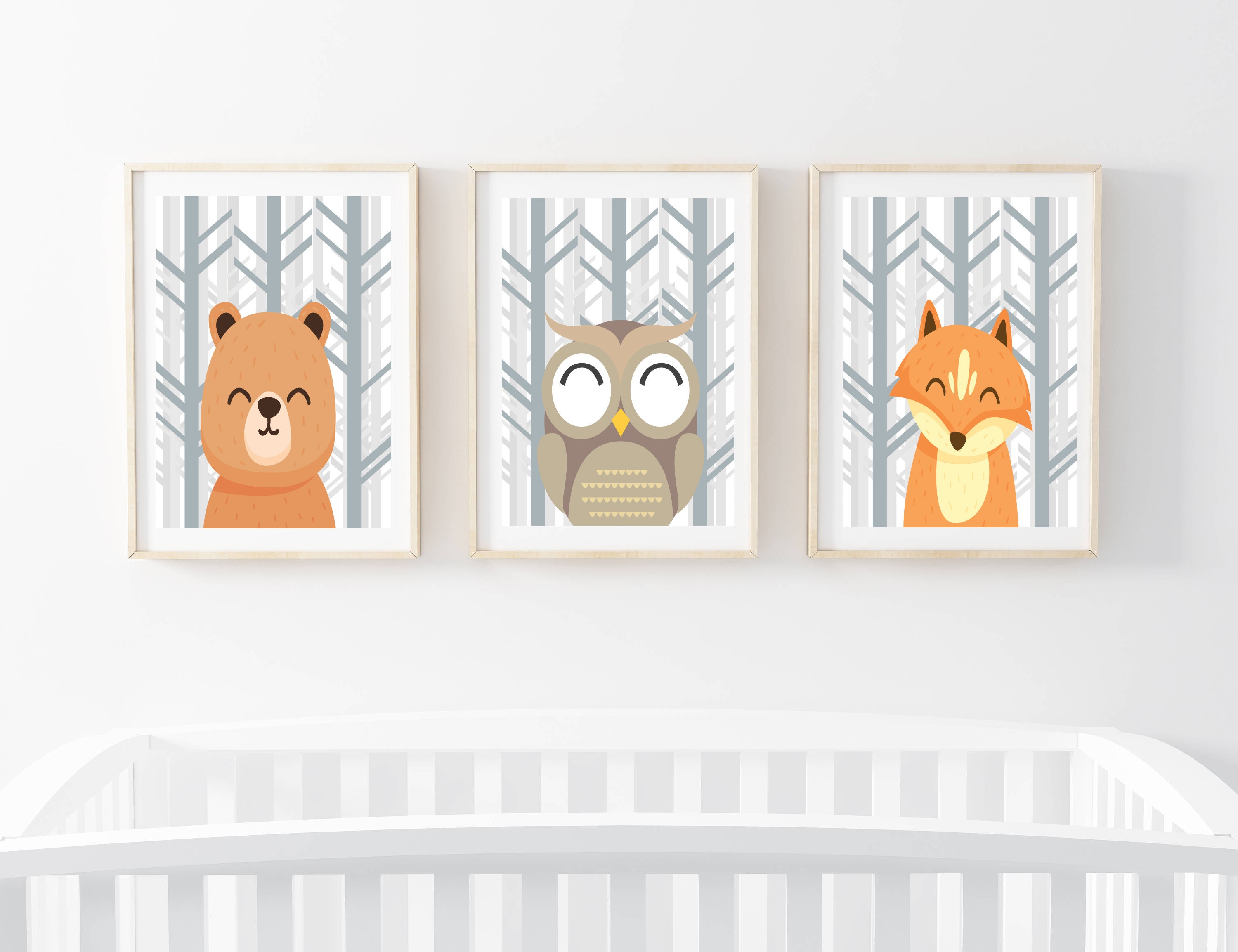 Forest Animals Set of 3 Nursery Pictures for Baby Boy Girl - Etsy UK