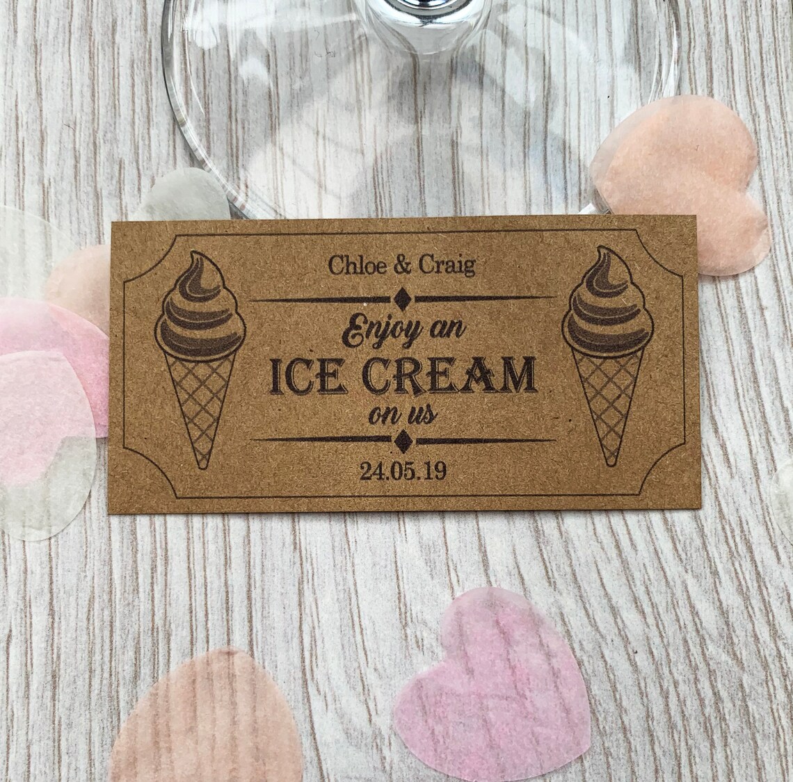 Ice Cream Tokens Personalised Wedding Tickets Qty 50 Brown | Etsy UK