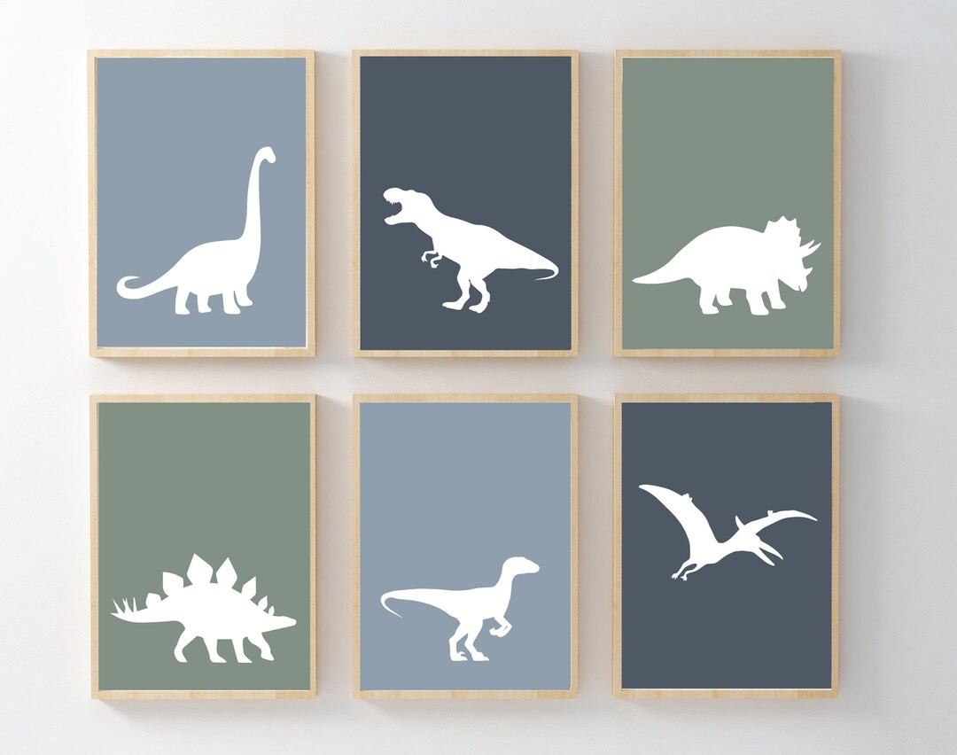 Set of 6 Printable Dino Posters - Toddler Wall Art - Dinosaur Nursery ...