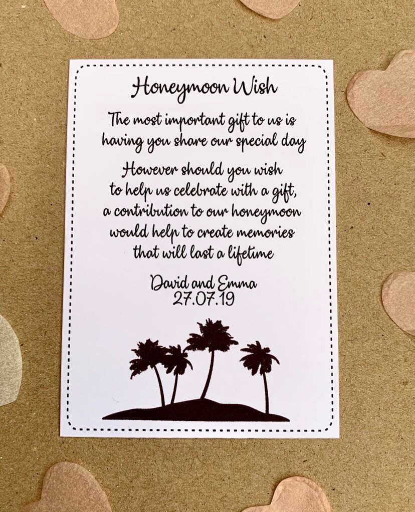 Personalised Wedding Wish Gift Cards on White Card Travel | Etsy