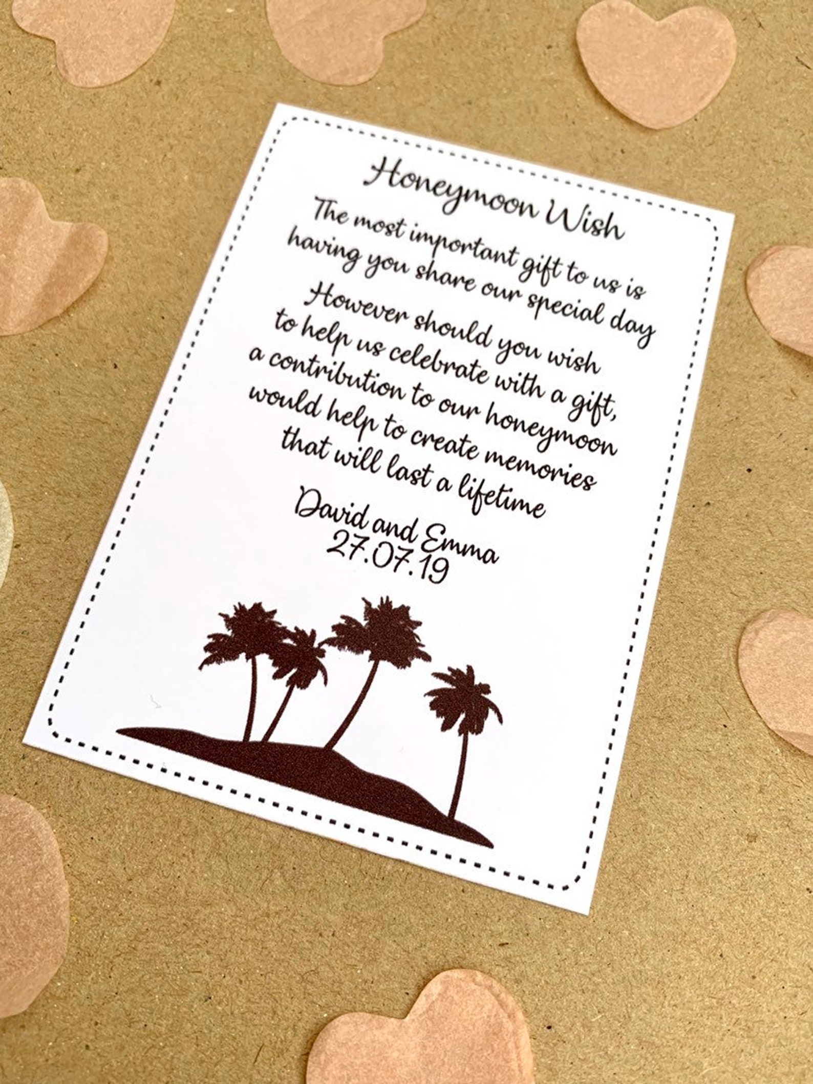 Personalised Wedding Wish Gift Cards on White Card Travel | Etsy