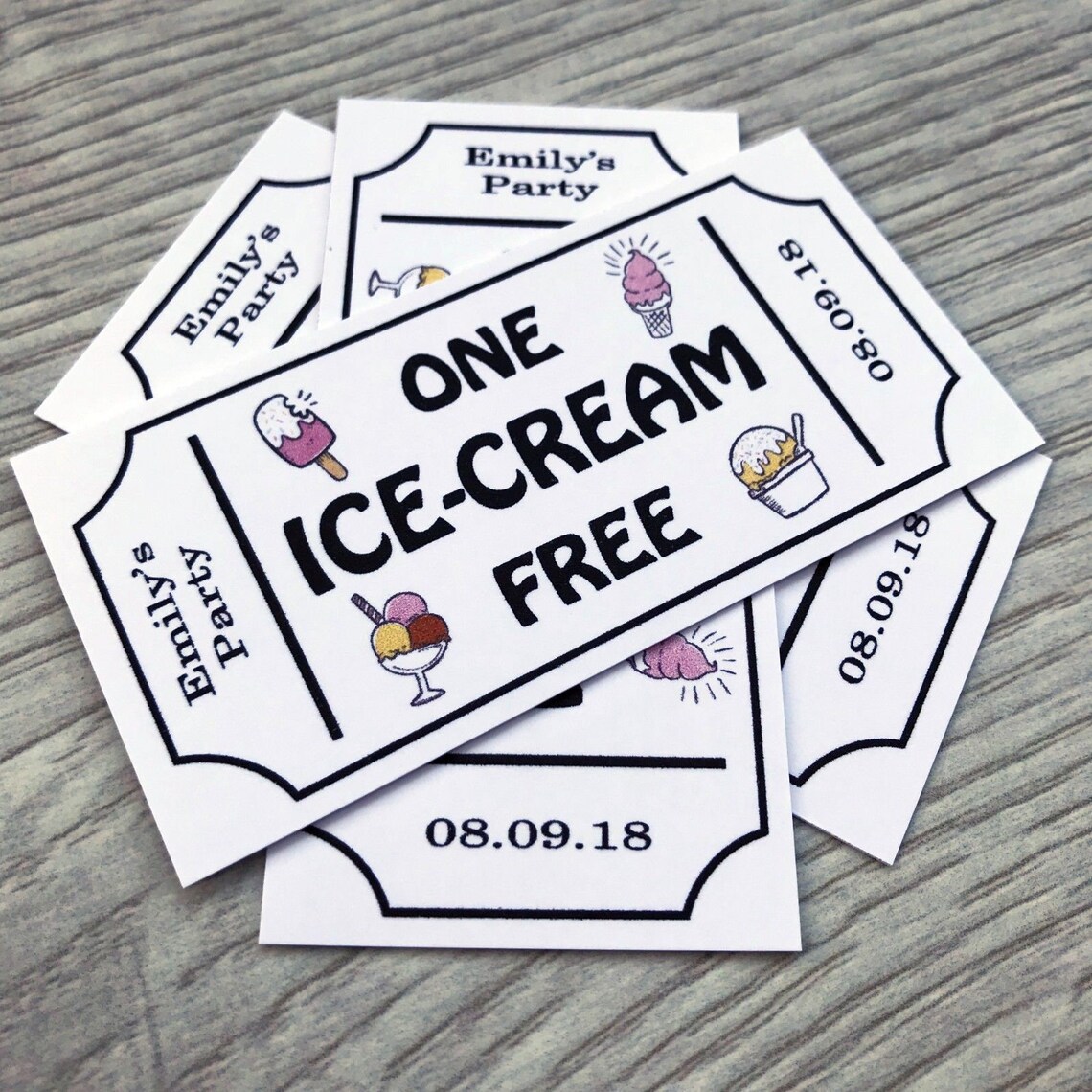 Ice Cream Tokens Personalised Wedding Tickets Qty 50 White - Etsy UK