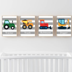 Nursery Pictures Vehicle Theme Print set of 4 Prints Fun Truck | Etsy