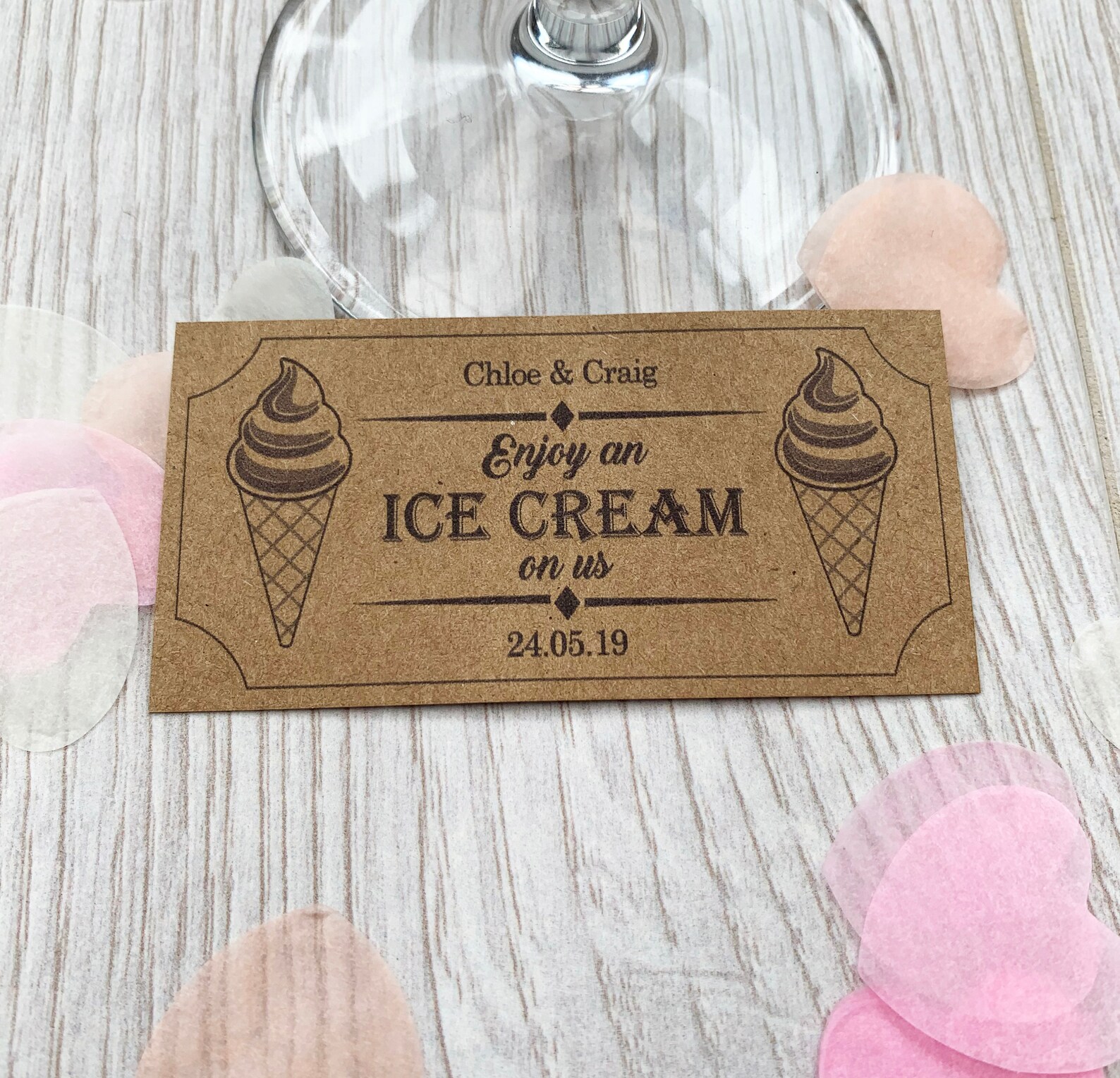 Ice Cream Tokens Personalised Wedding Tickets Qty 50 Brown - Etsy UK