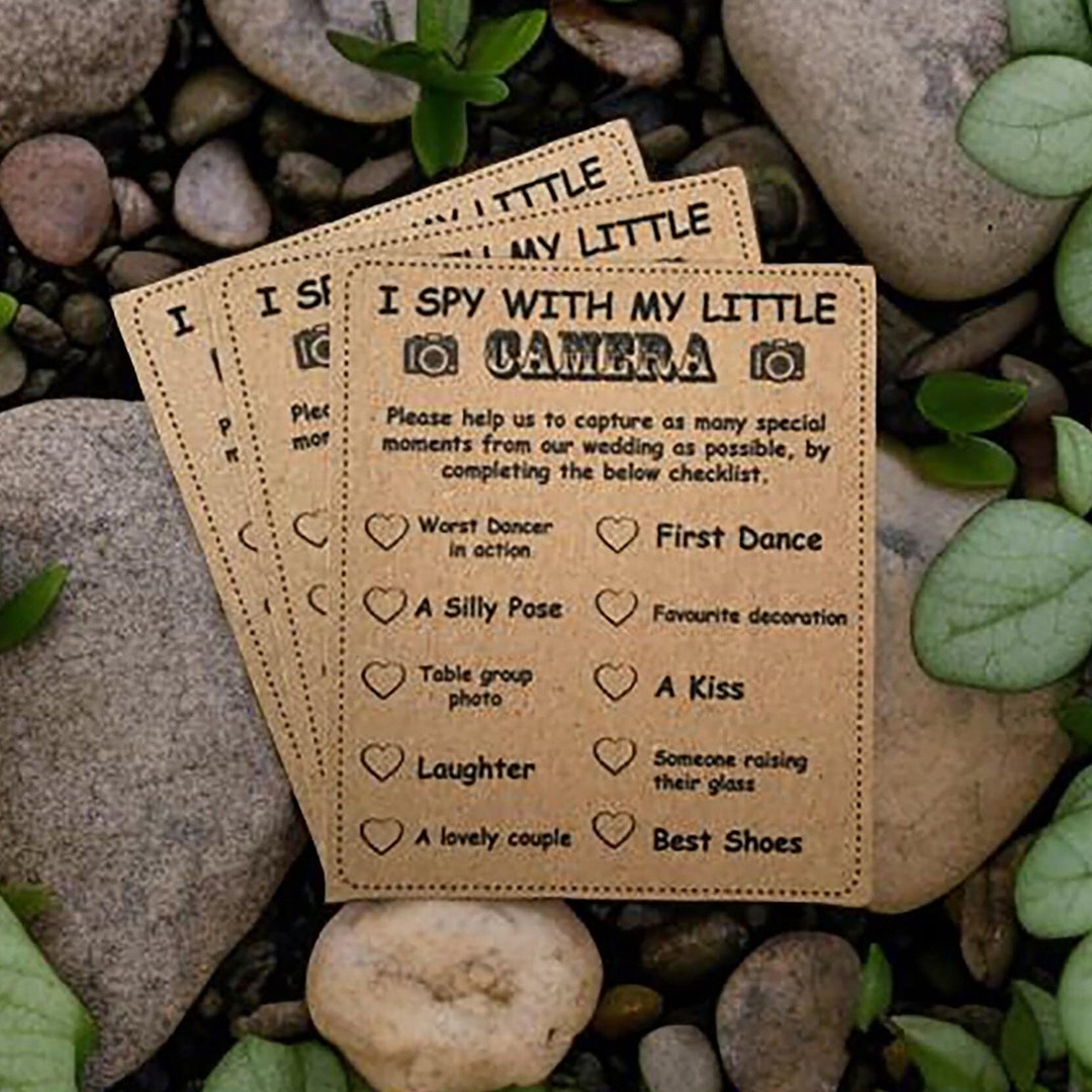 I SPY Cards X12 Wedding Party Trivia Game White Card or Brown Kraft ...