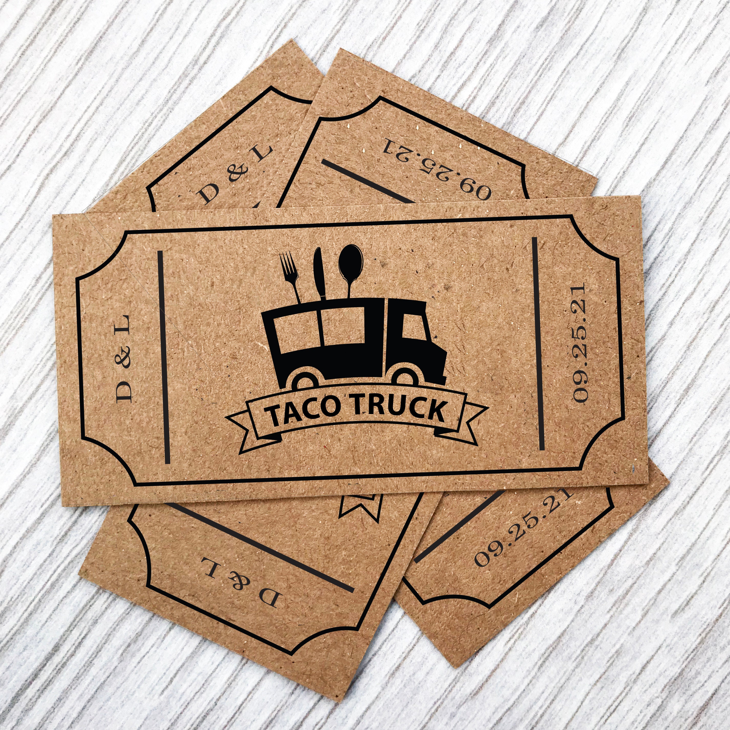 Taco Food Truck Tickets Personalised 50 Kraft Card Wedding | Etsy